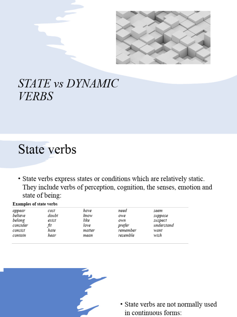 STATE Vs DYNAMIC VERBS | PDF | Weight | Psychology