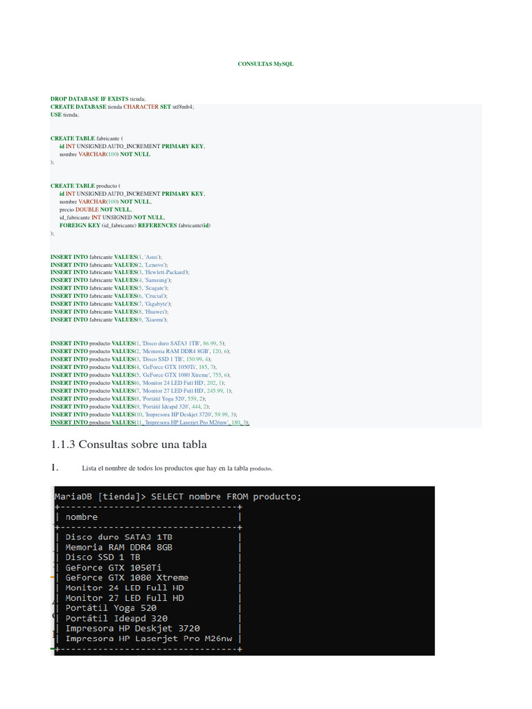 Consultas MySQL | PDF | Informática