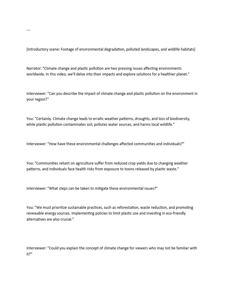 Climate Action Video SCRIPT | PDF | Climate Change | Climate Change Mitigation