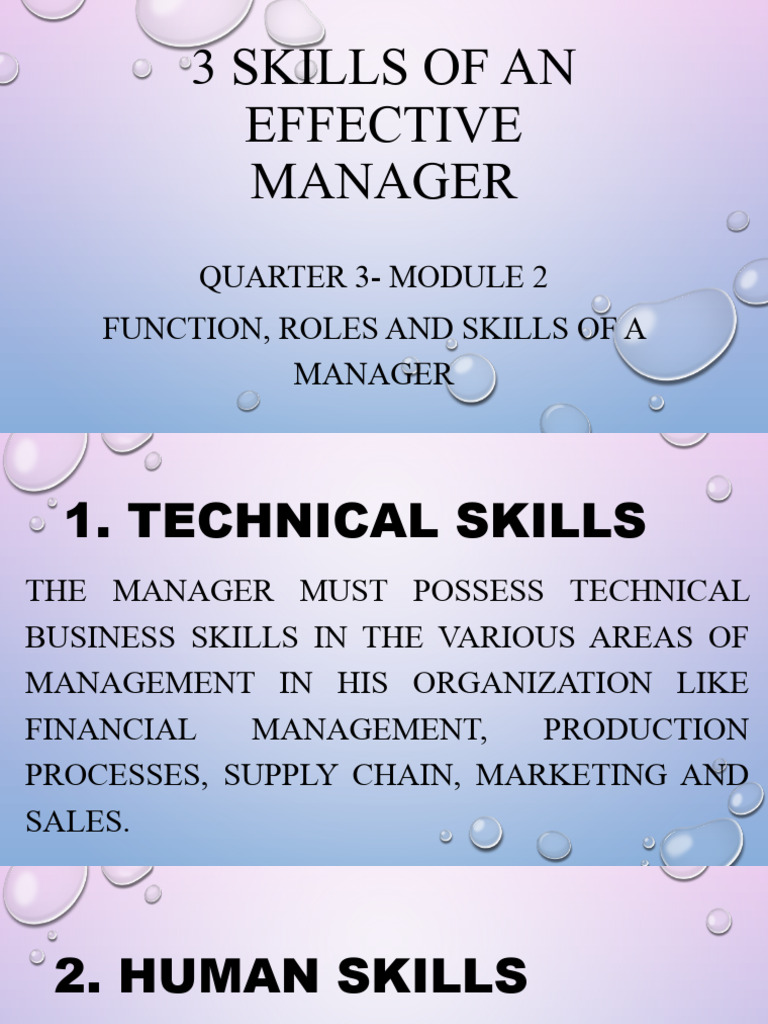 MODULE 2 - LESSON 3 3 Skills of An Effective Manager | PDF