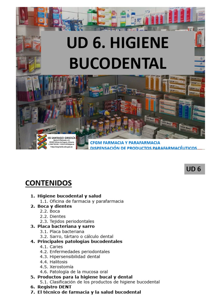 Higiene Bucodental en Farmacia y Parafarmacia | PDF | Diente humano ...