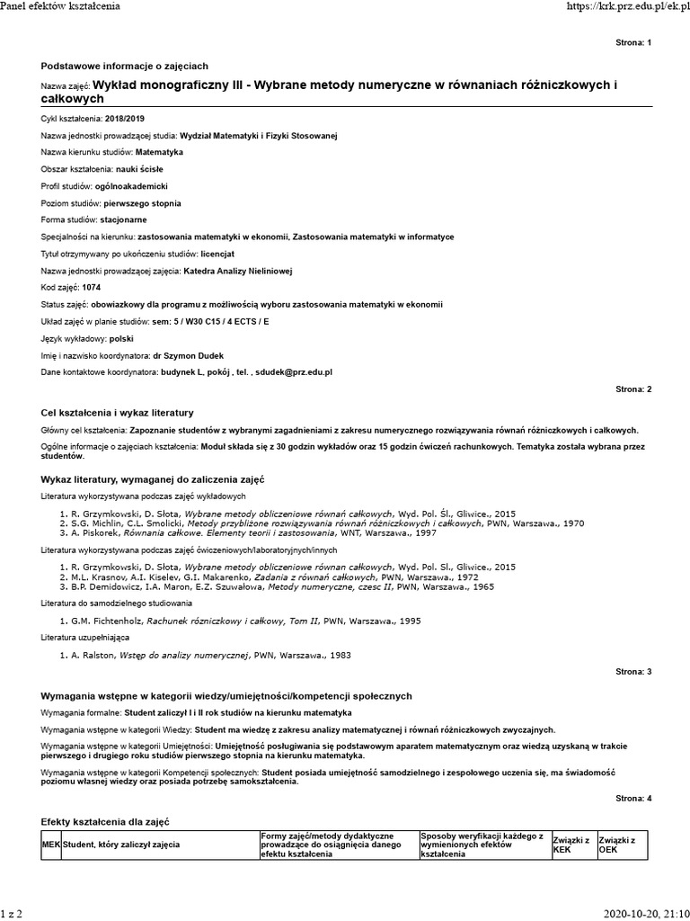 Karta Przedmiotu | PDF