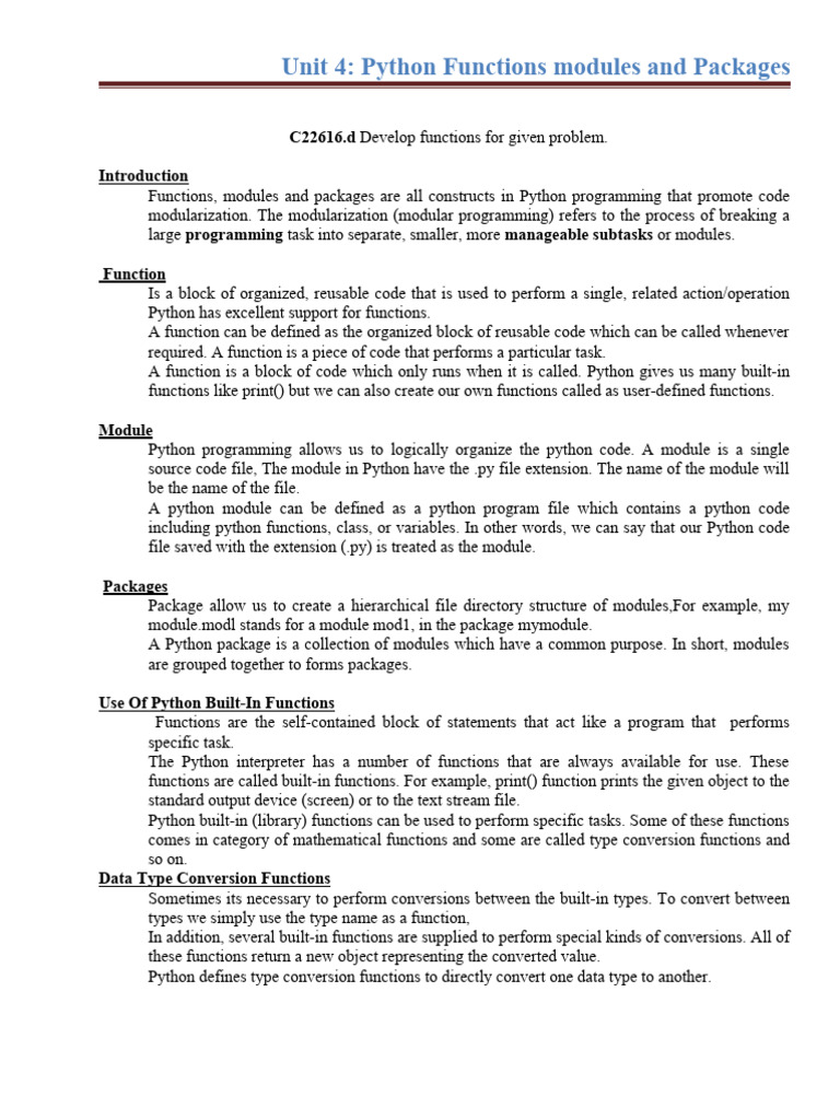 Unit 4 | Download Free PDF | Parameter (Computer Programming) | Variable (Computer Science)
