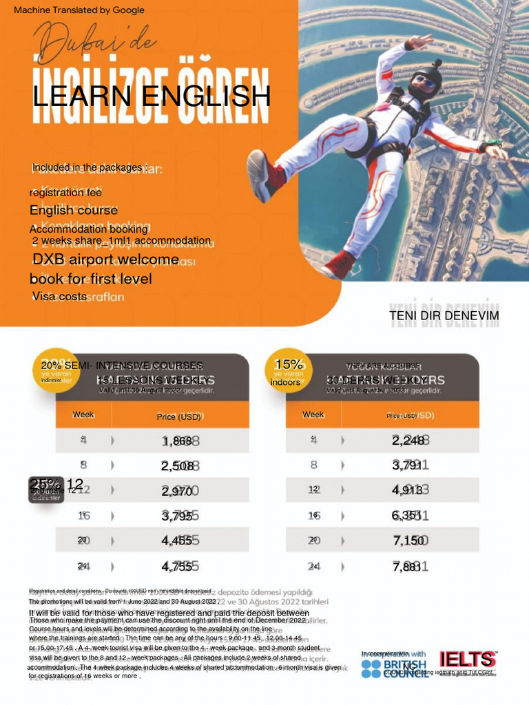 English Course Packages and Visa Info | PDF | Payments