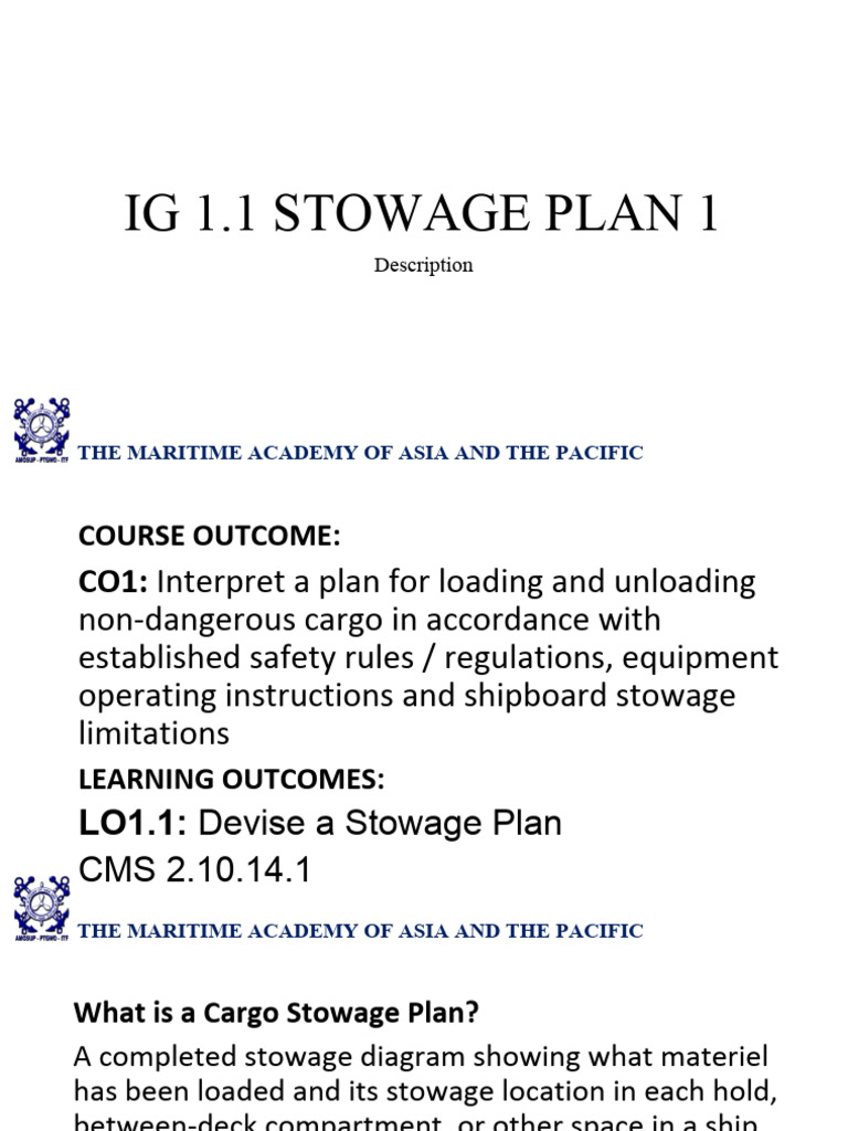 Week 1 - Stowage Plan | Download Free PDF | Ships | Cargo