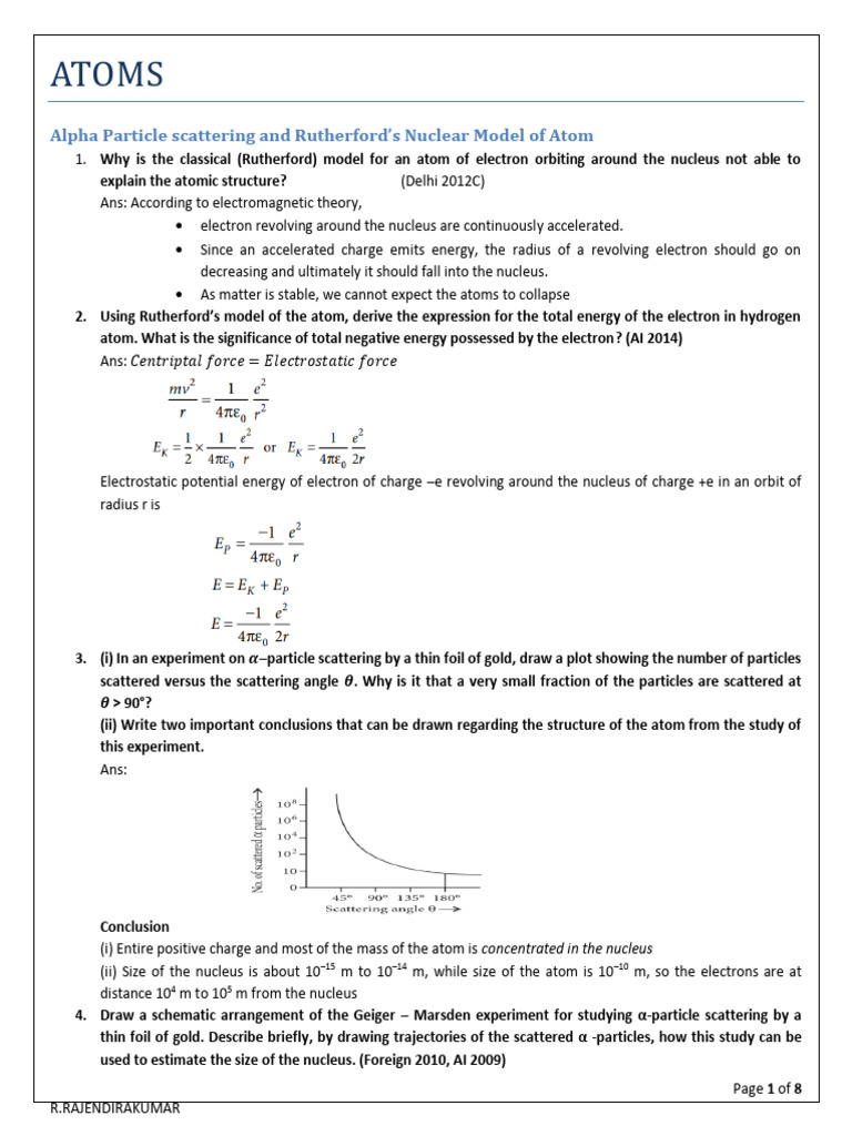 Atoms and Moles | Download Free PDF | Emission Spectrum | Atoms