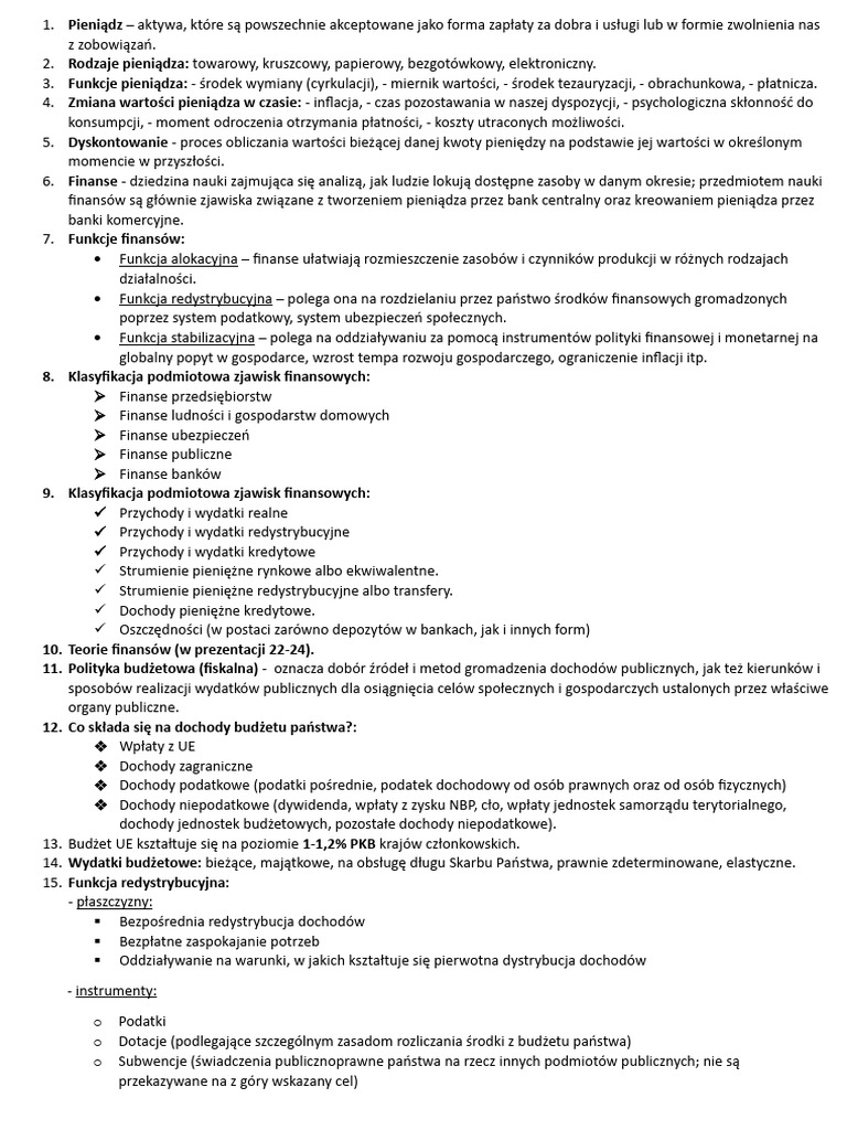 Finanse - Wykład | PDF