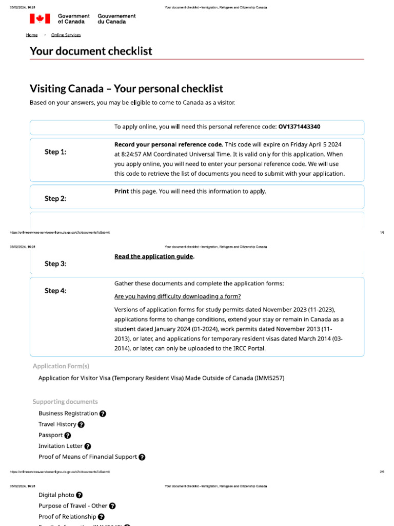 Your Document Checklist - Immigration, Refugees and Citizenship Canada ...