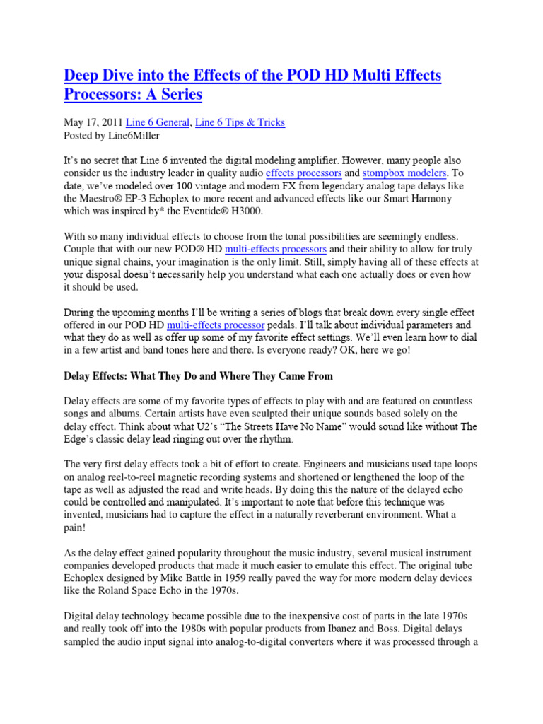 Deep Dive Into The Effects of The POD HD Multi Effects Processors | PDF ...