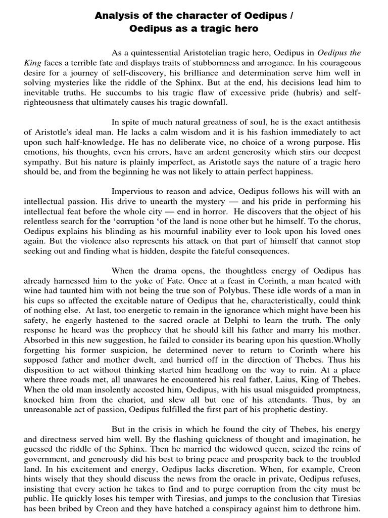 Character of Oedipus | PDF | Oedipus