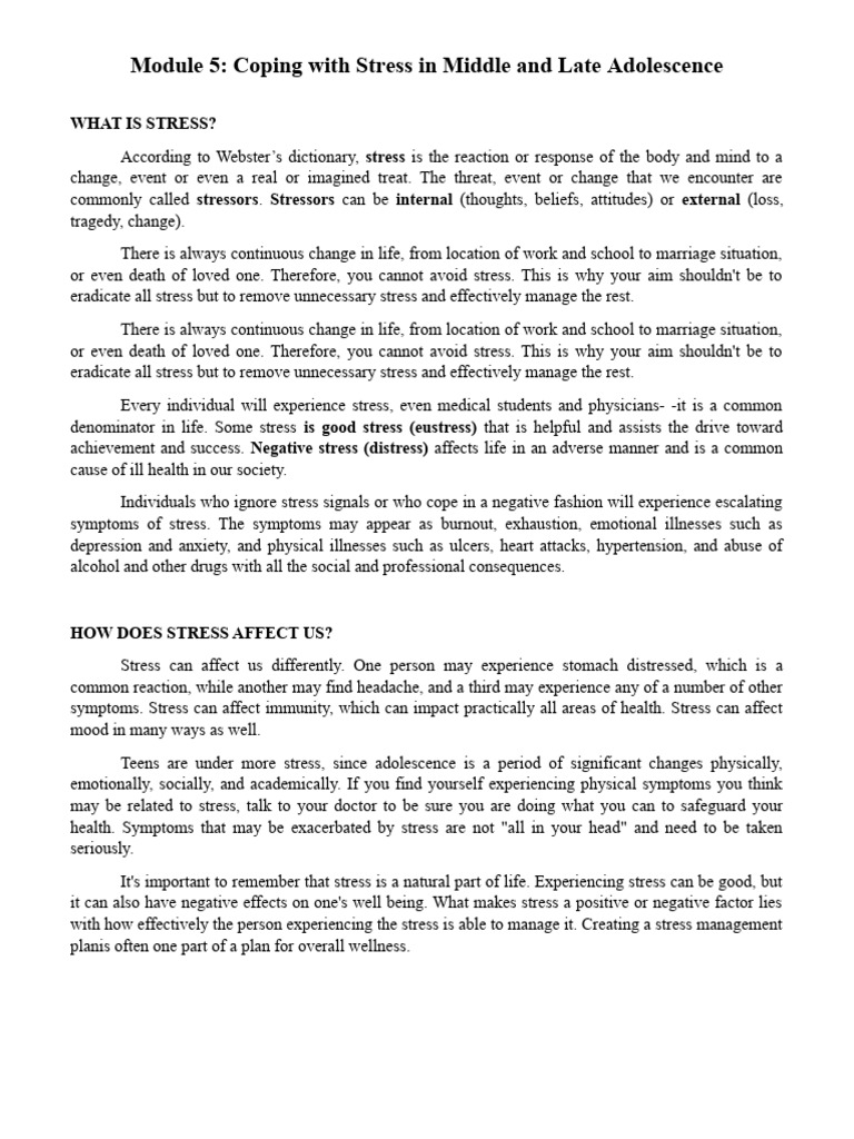 Module 5 Handouts | Download Free PDF | Stress (Biology) | Stress ...