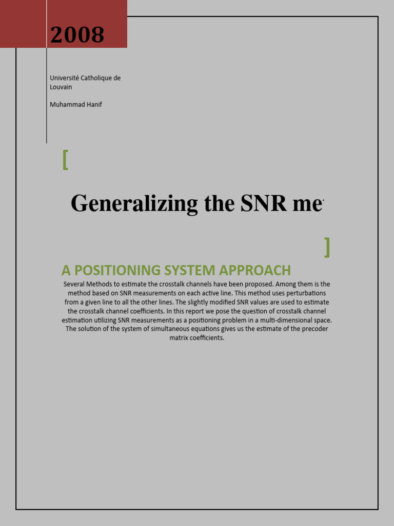 SNR Method As Positioning System | PDF | Digital Subscriber Line ...