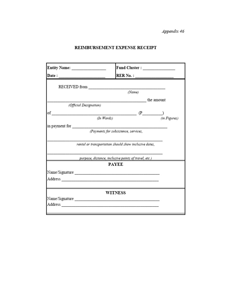 Reimbursement Expense Receipt | PDF