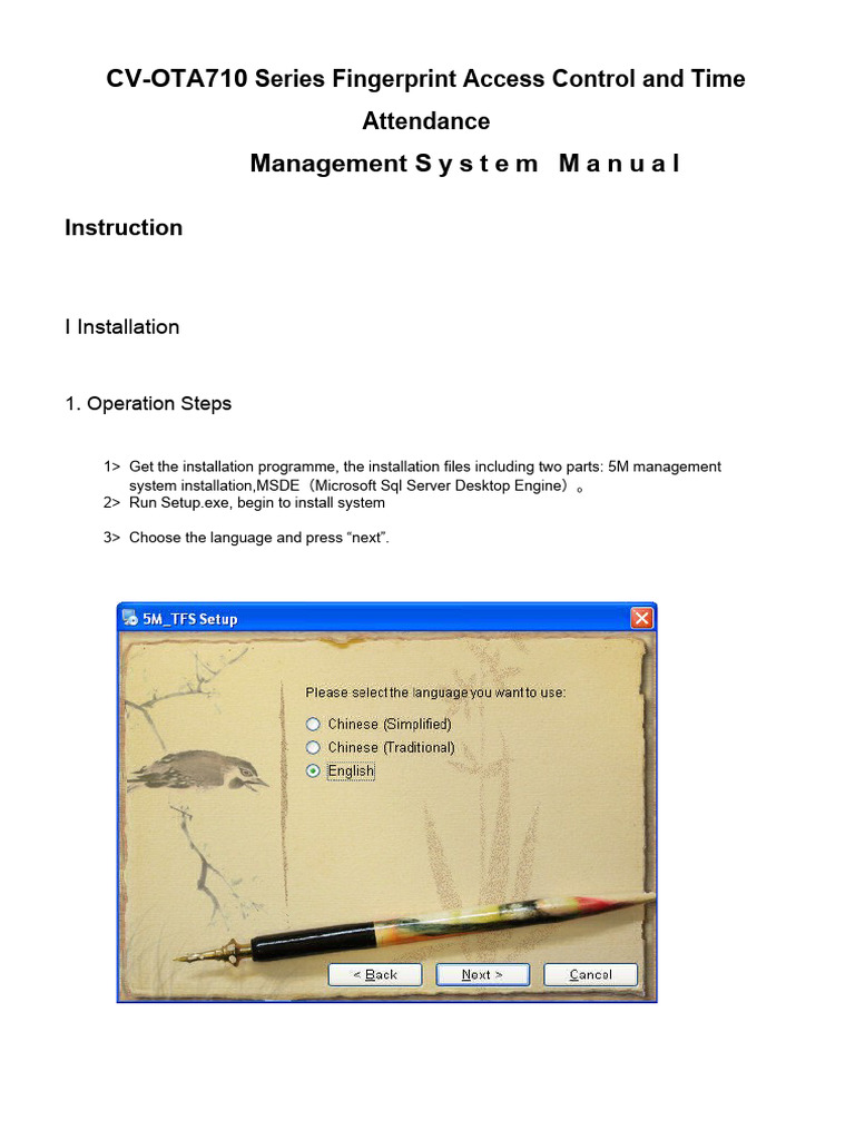 Manual CV-OTA710 for A Fingerprint Access Control_Time AttendanceManual for 5M_TFS | PDF ...