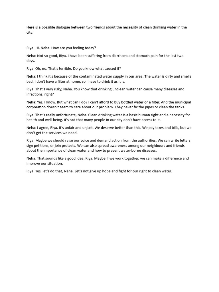 Here Is A Possible Dialogue Between Two Friends About The Necessity of ...