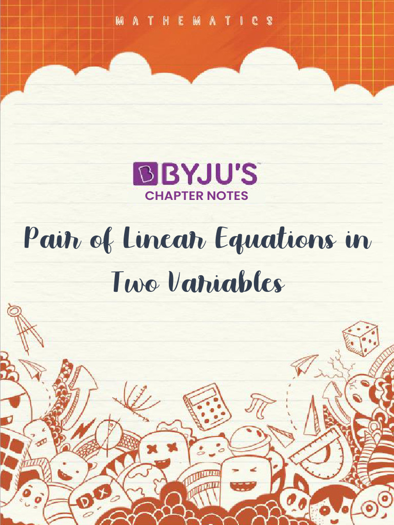 Cbse G 10 Pair Of Linear Equations In Two Variables Notes Pdf