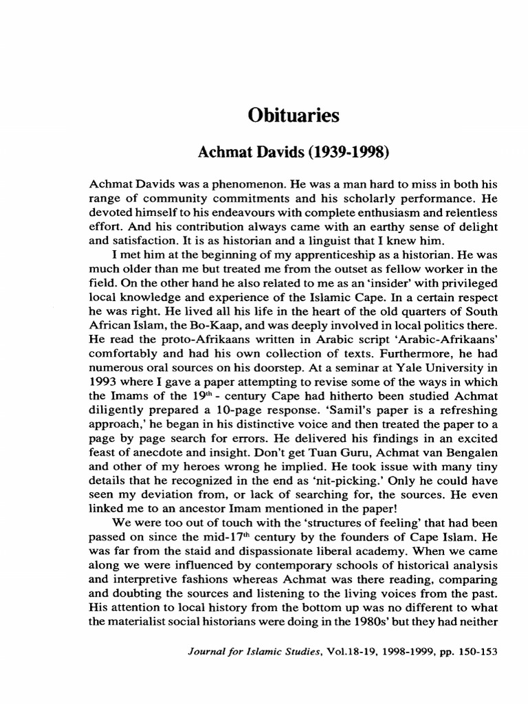 Achmat Davids: A Legacy in Cape Islam | PDF | Copyright | Mosque
