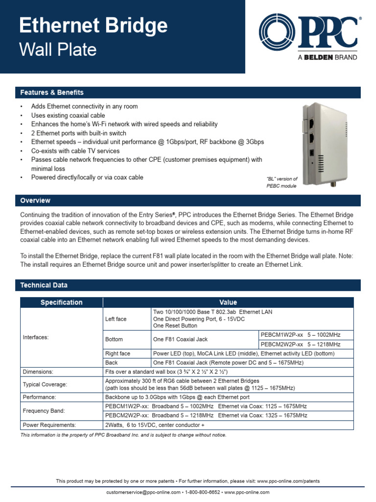 ethernet-bridge-US_spec-sheet_rev1_05122021 | PDF | Cable Television ...