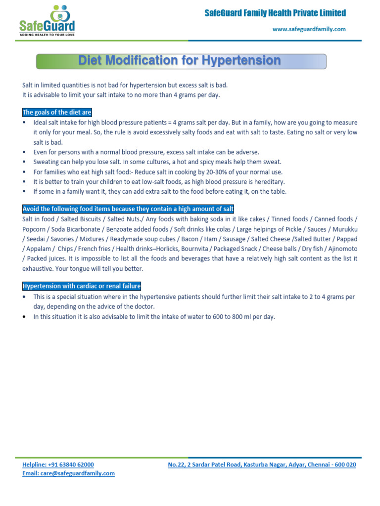 Hypertension Salt Intake Guide | PDF | Cooking, Food & Wine