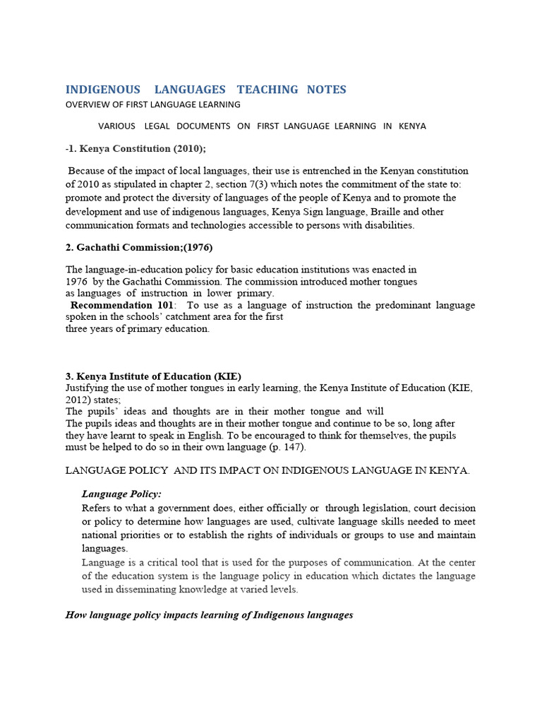 INDEGINOUS LANGUAGES TEACHING NOTES | PDF | Constructivism (Philosophy ...