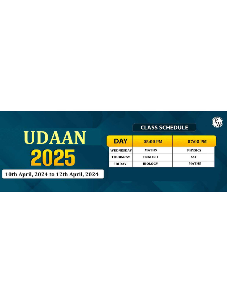Class Schedule __ PDF Only __ Udaan 2025 | PDF