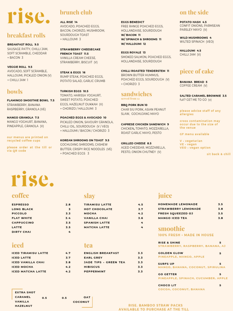 rise_menu_2024.pdf-2 | PDF | Bacon | Foods