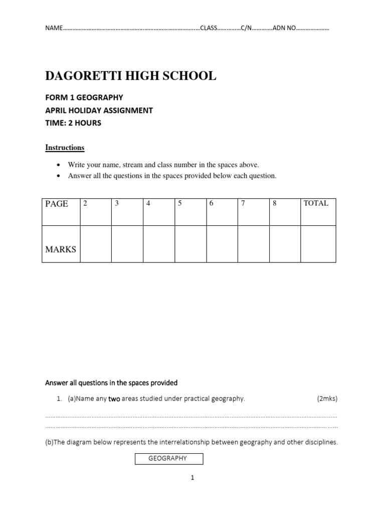 Form 1 Geography Term 3 Exam Paper | PDF | Physical Sciences | Sky