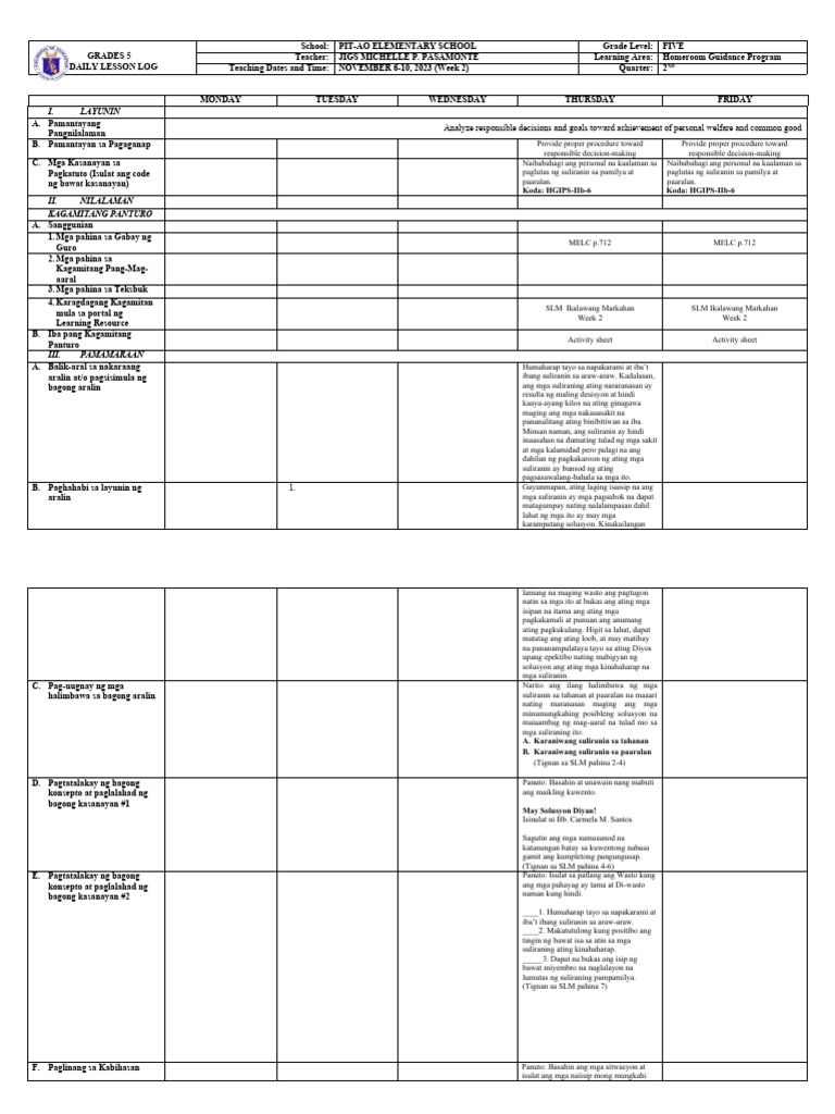 DLL HGP-5 Q2 Week-2 | PDF