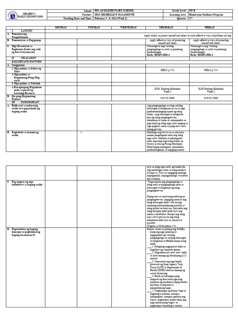 DLL HGP-5 Q3 Week-2 | PDF