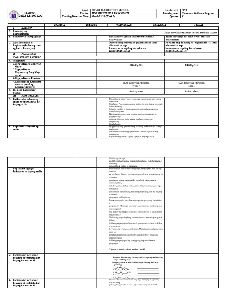 DLL HGP-5 Q3 Week-7 | PDF