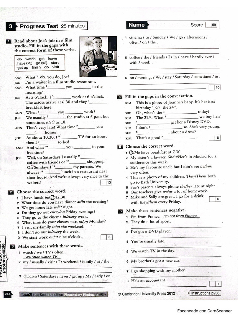 Progress Test 3 | PDF