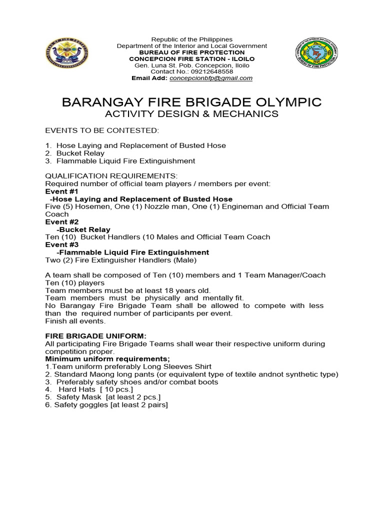 Brgy Fire Olympics Final Concepcion | PDF | Firefighter | Fires