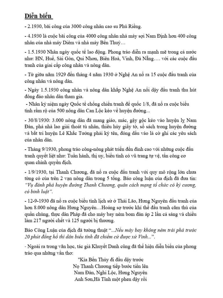 Diễn biến của phong trào CM 1930 1931 | PDF