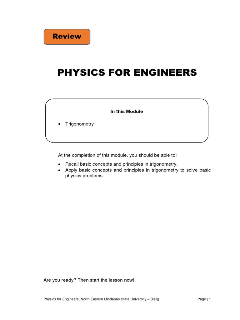Review Module 1 | PDF | Trigonometric Functions | Triangle