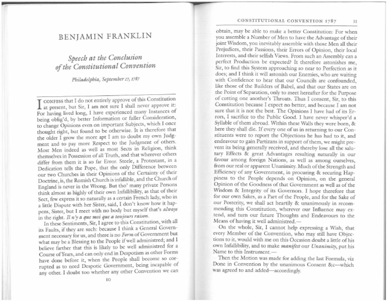 Ben Kamin Franklin Speech | PDF