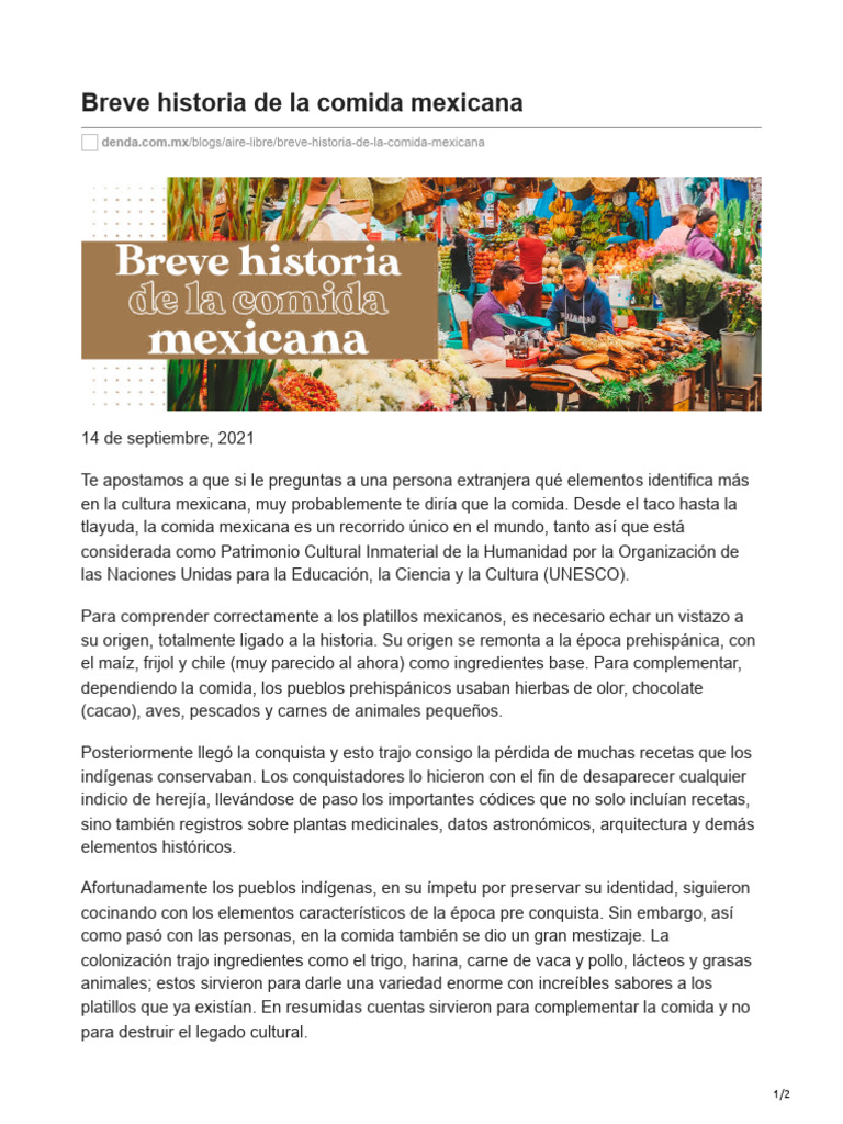 denda.com.mx-Breve historia de la comida mexicana | PDF | Cocina ...