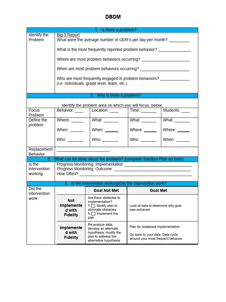 DBDM Solution Plan 10 7 21 | PDF | Behavior | Goal