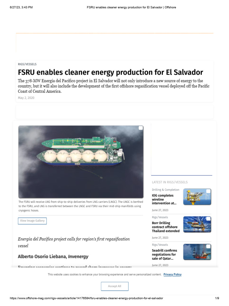 FSRU Enables Cleaner Energy Production For El Salvador - Offshore | PDF | Liquefied Natural Gas