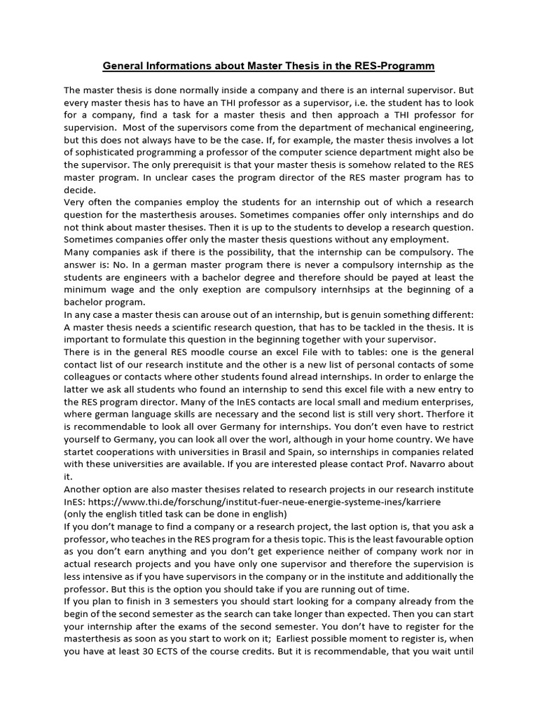 00 Important Masterthesis General Information | PDF | Thesis | Course Credit