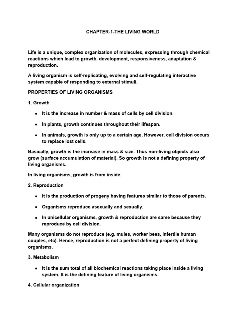 THE LIVING WORLD - Notes | PDF | Reproduction | Taxonomy (Biology)