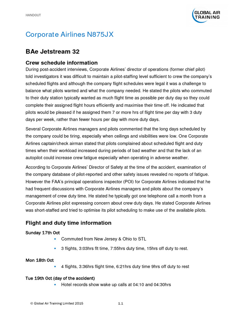 Corporate Airlines J32 Delegate Handout | PDF | Aviation | Aviation Safety