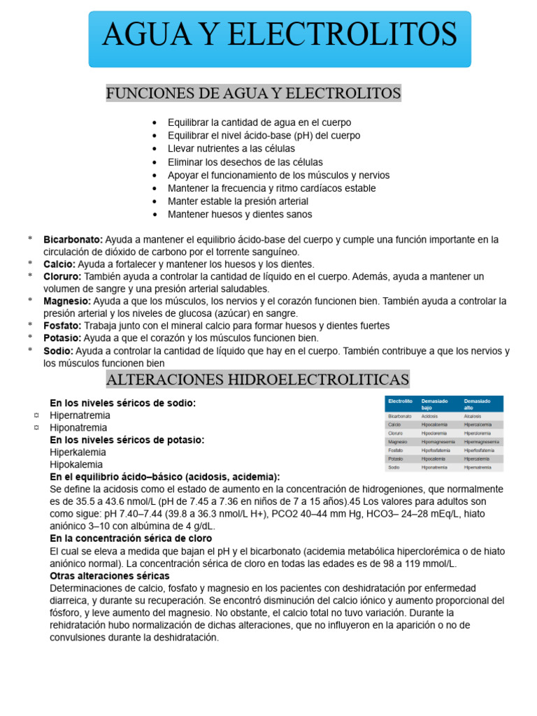 ELECTROLITOS NUTRICION | PDF | Química
