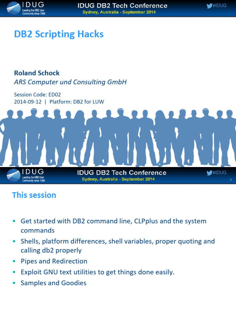 AU14ED02-Scripting Hacks | PDF | Ibm Db2 | Command Line Interface