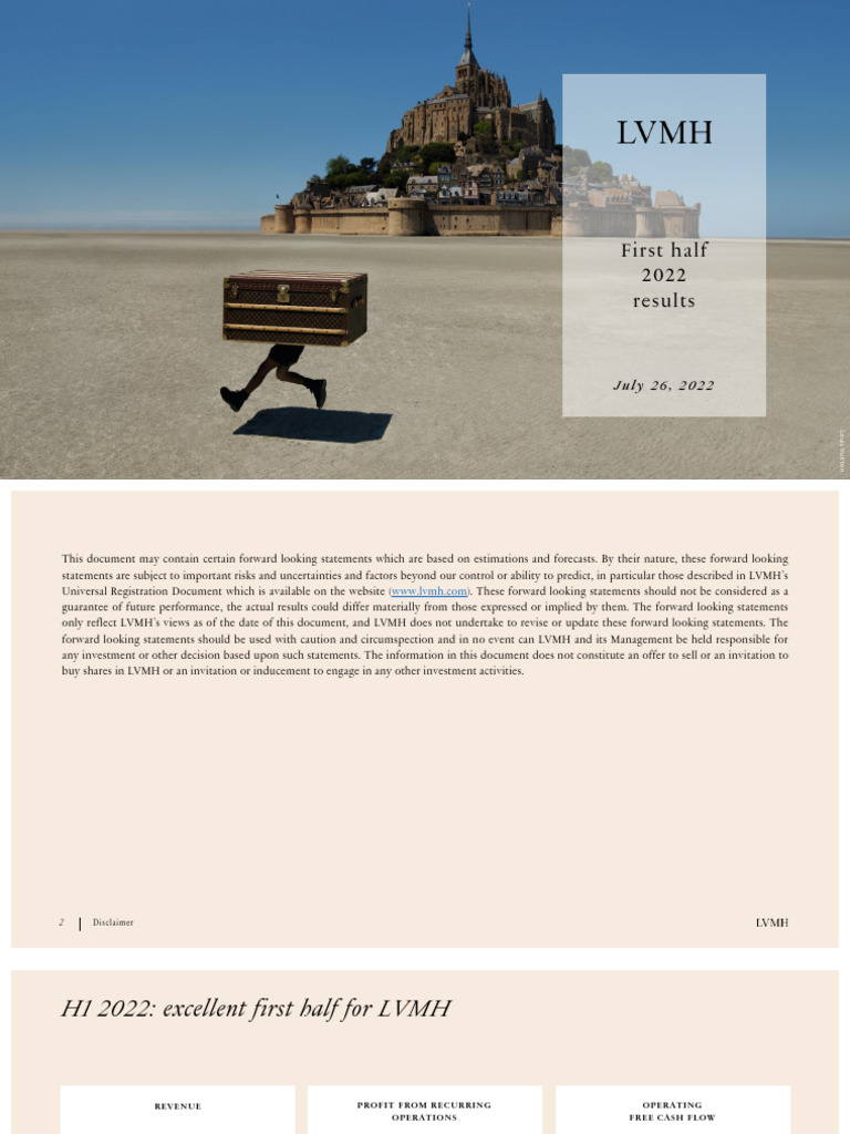 LVMH - 2022 First Half Results | PDF | Free Cash Flow | Equity (Finance)