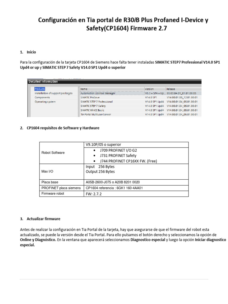 Configuración en Tia Portal de R30iB Plus Profaned I-Device y Safety (CP1604) Firmware 2.7 | PDF ...