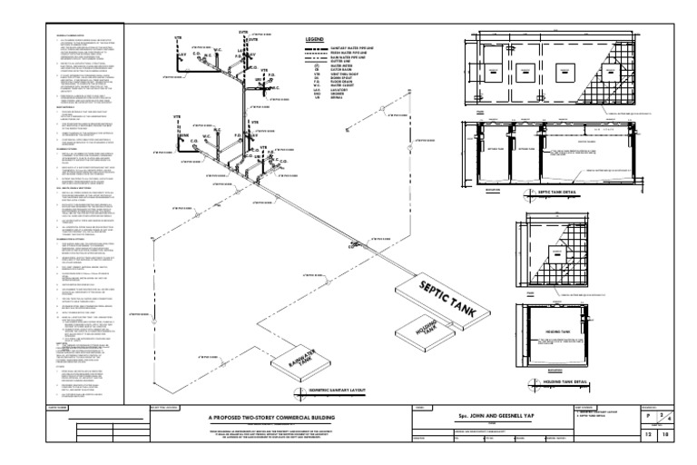 Septic Tank: Legend | PDF | Pipe (Fluid Conveyance) | Plumbing