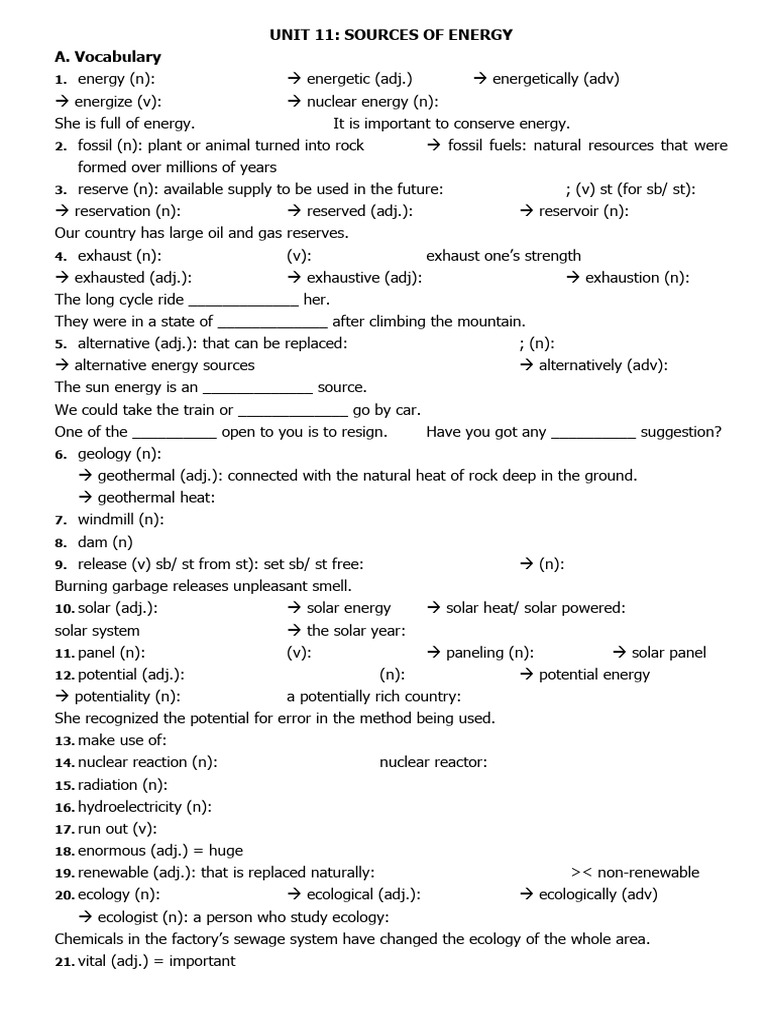 Unit 11. Sources of Energy | PDF | Energy Development | Solar Power