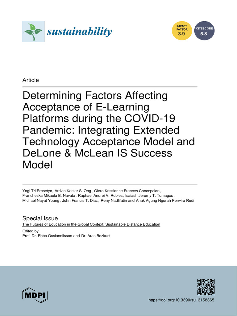 Determining Factors Affecting Acceptance Of E Learning Platforms During