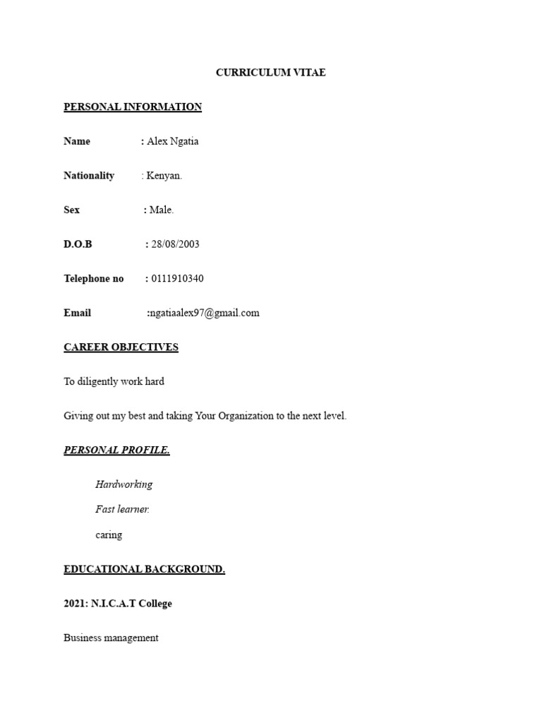 Alex CV | PDF | Wellness