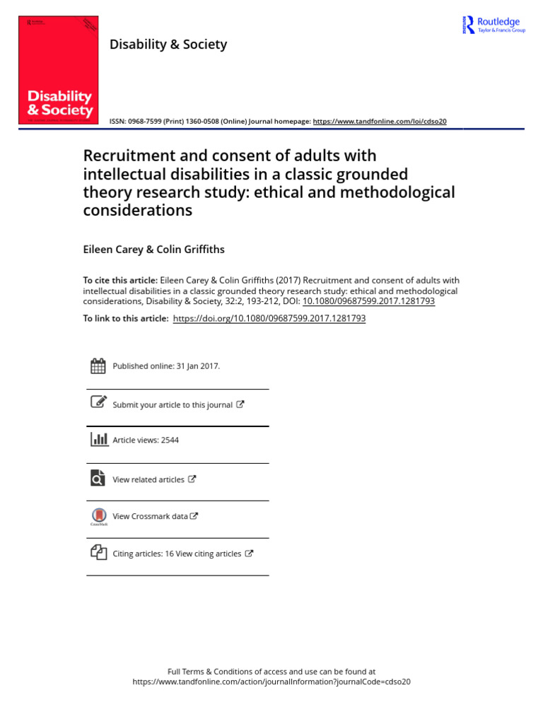 Recruitment and Consent of Adults With Intellectual Disabilities in A ...
